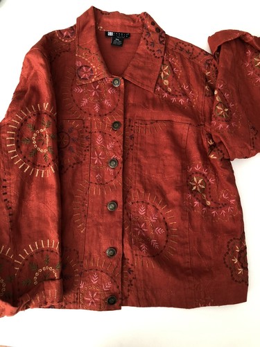 Carole Little Embroidered Linen Jacket Boho XS | eBay