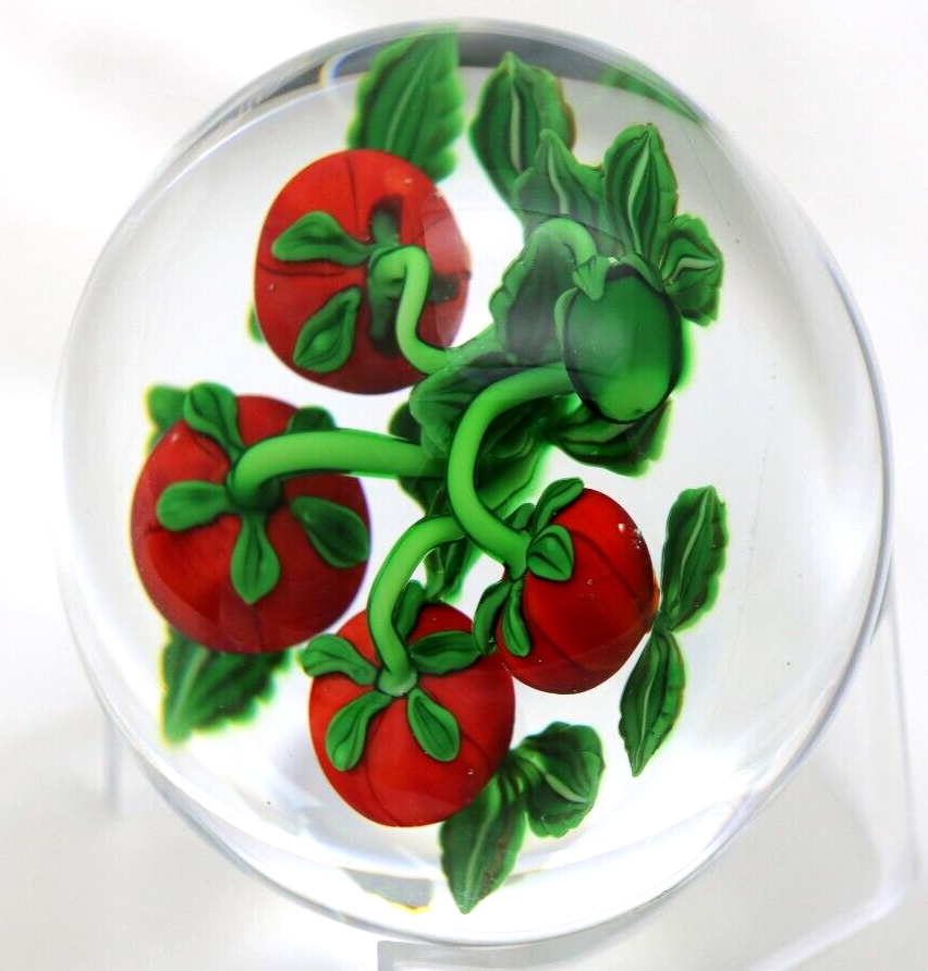 Large Ken ROSENFELD on the Vine Ripened TOMATOS Vegetable Art Glass ...