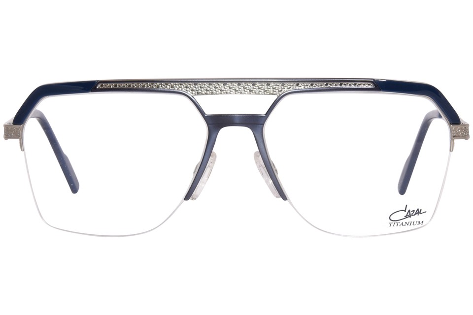 Cazal 7086 003 Eyeglasses Men's Blue/Silver Half Rim Pilot Optical ...