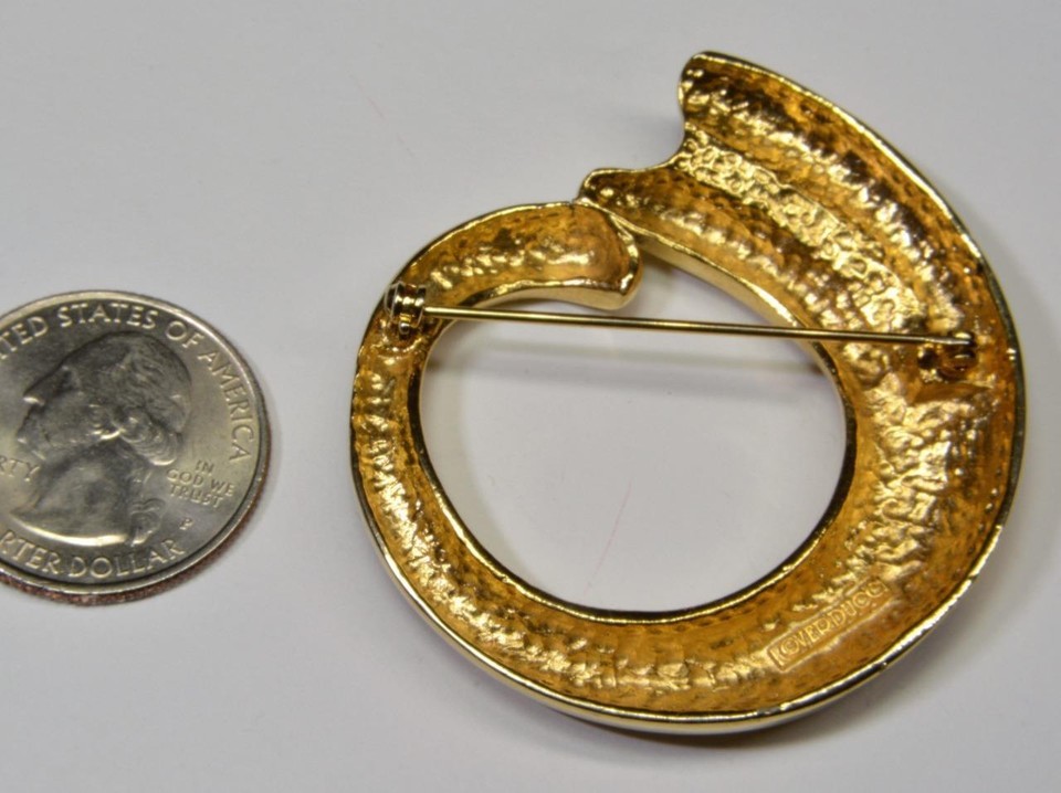 Signed VERDUCCI Goldtone Polished SWIRL Pin Brooch | eBay