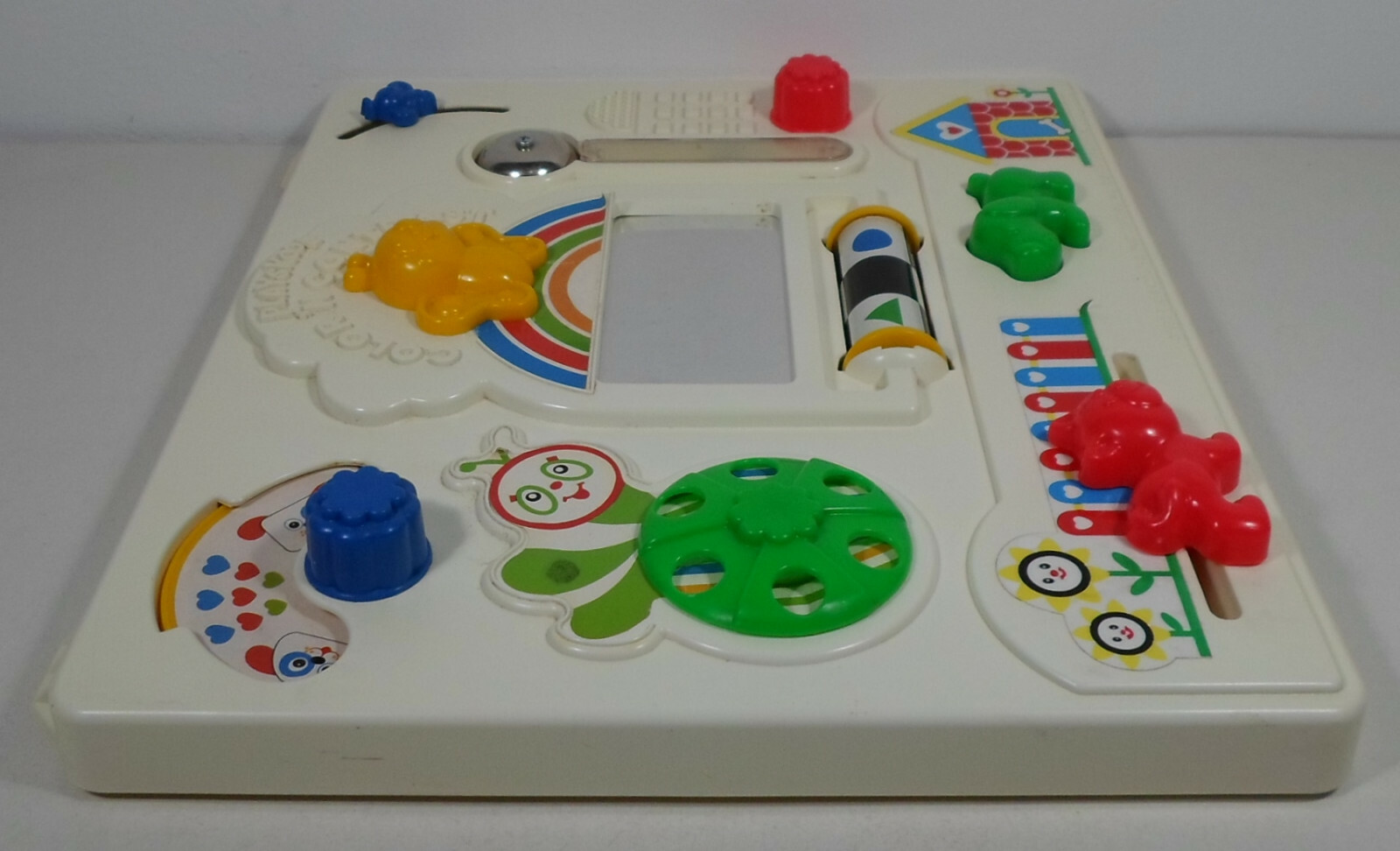 PLAYSKOOL VTG 1989 COLOR N CONTRAST BABY LEARNING BOARD BUSY BOX WORKS ...