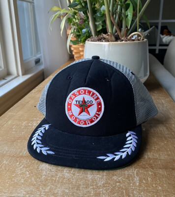 Texaco - Vintage Sign Logo Printed Emblem Hat Five Panel Black Retro ...