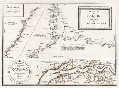 The Pilgrimage to Compostela 1659 Map Wall Art Poster History Religious ...