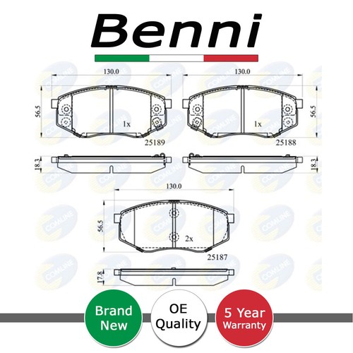 Brake Pads Set Front Benni Fits Hyundai ix20 2010-2019 ix35 2010- Kia ...