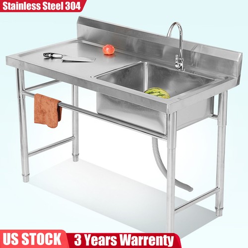 1/2 Compartment Commercial Sink Stainless Steel 304 Kitchen Utility ...