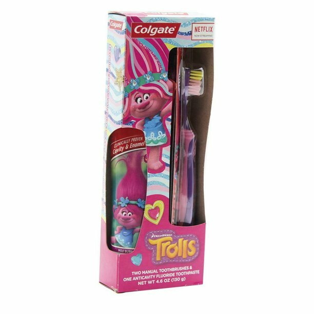 Colgate Kids Toothbrush Manual & Toothpaste 4.6 oz. Gift Set, Trolls ...