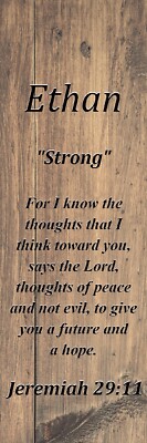 Ethan "Strong" Keepsake Name Meaning Bookmark with Bible Verse and ...