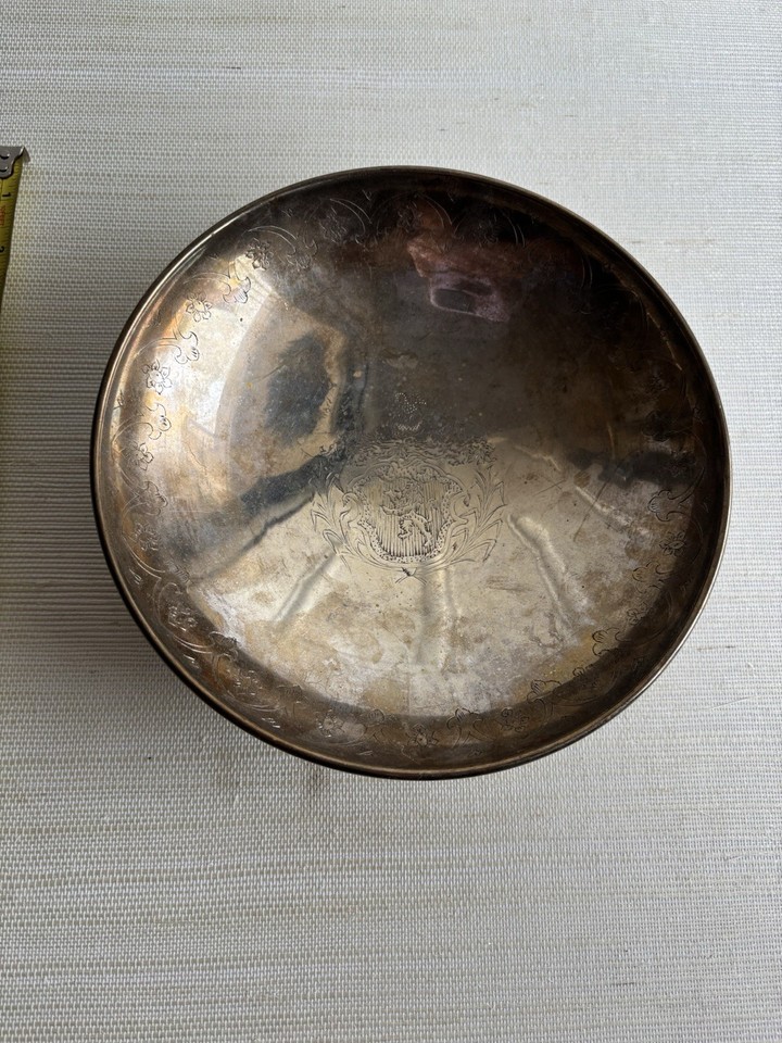 Silverplate Bowl Dish Engraved Shield Crest | eBay