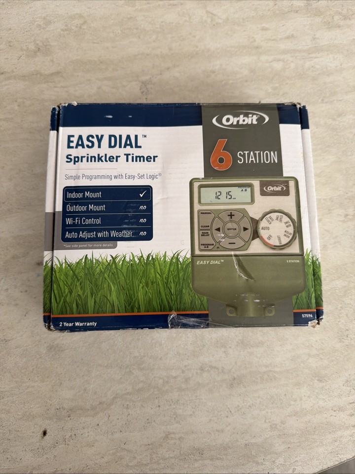 Orbit Easy Dial 6 Station Sprinkler Timer 57596 w/Easy-Set Logic ...