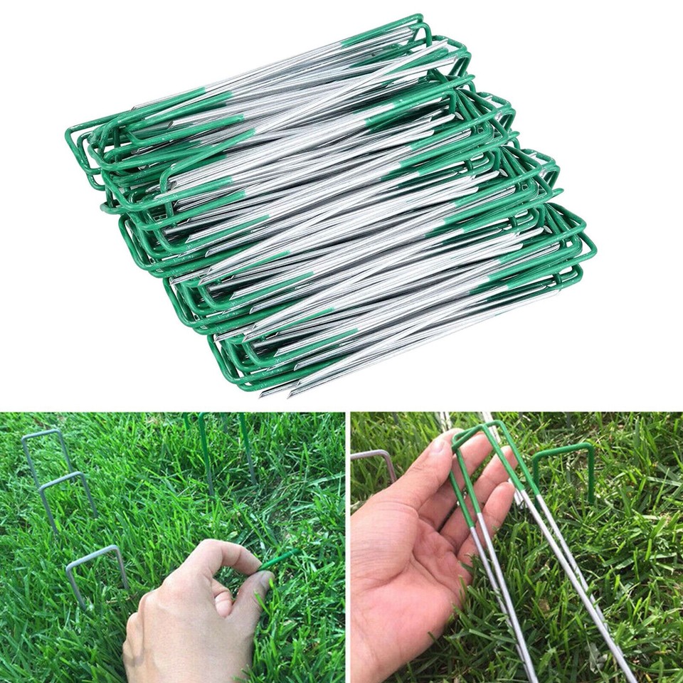 Weed Fabric Galvanised Staples Garden Turf Pins Securing Pegs U ...