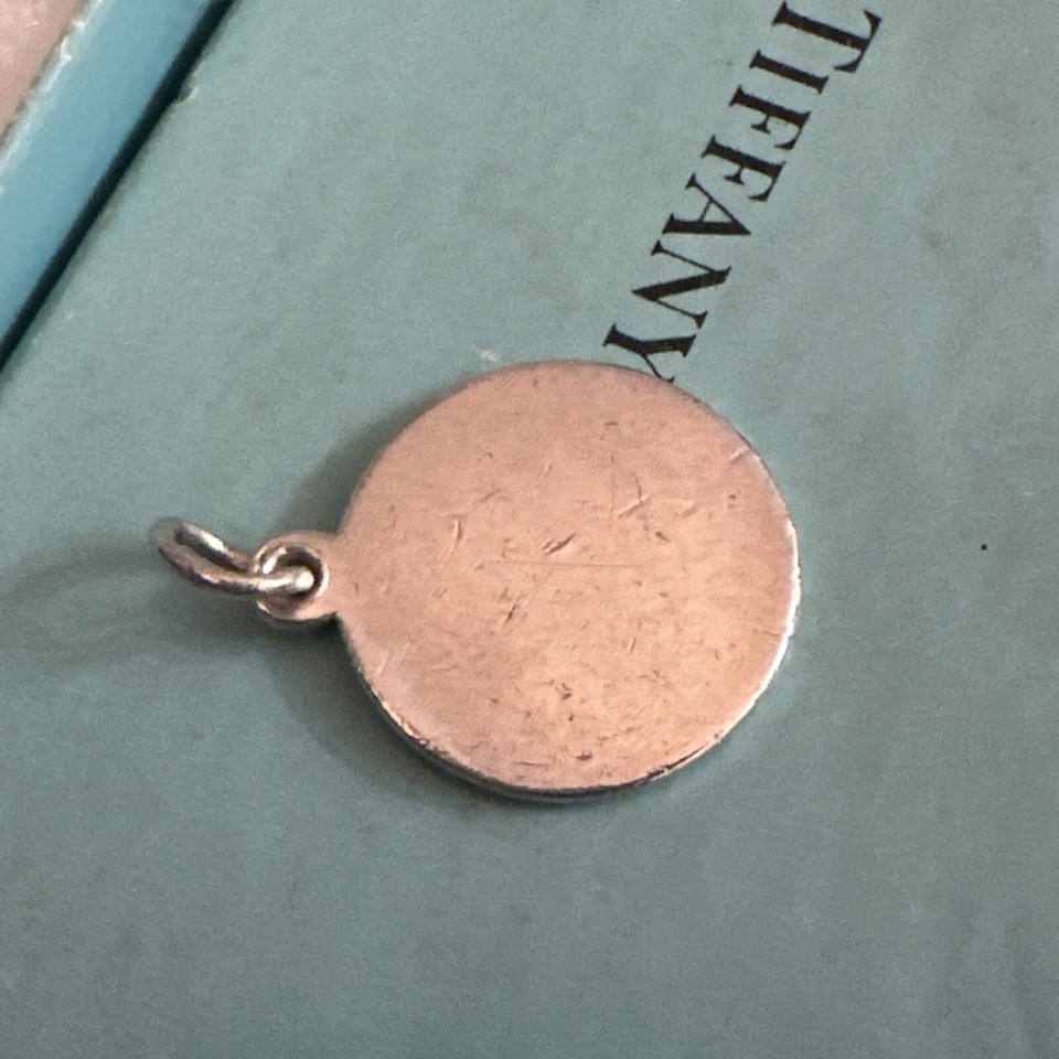 VINTAGE TIFFANY & CO MAKERS STERLING SILVER CHARM PENDANT ROUND CIRCLE ...