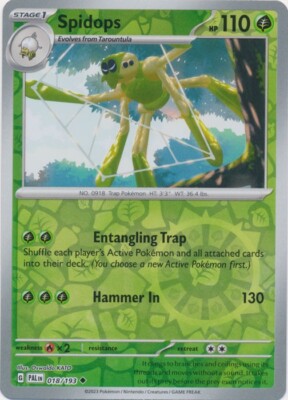 Reverse Holo Spidops 018/193 Uncommon SV02: Paldea Evolved Pokemon TCG ...