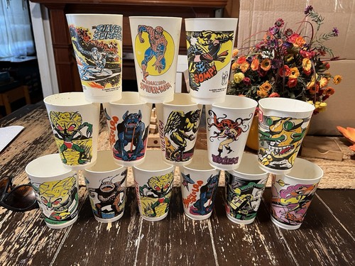 Lot Of 14 Vintage 7-11 Slurpee ICEE Cups Marvel Sci Fi Spiderman Aliens ...
