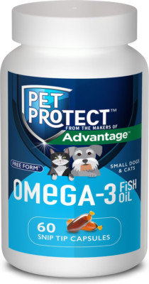 Pet Protect Free Form Omega-3 Fish Oil Snip Tip Capsule Small dog and ...
