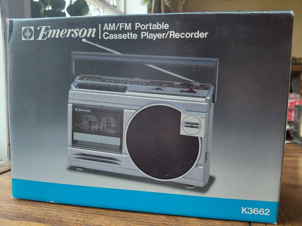 Vintage Emerson AM/FM Portable Cassette Player Recorder Radio K3662 NOS. | eBay
