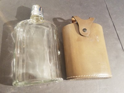 Vintage DOPP "Mellow Touch" Top Grain Cowhide Glass Flask Silver Shot ...