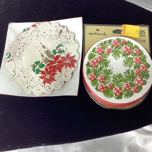 Vintage Paper Coasters Christmas Holiday Paper Doilies Hallmark Gibson ...