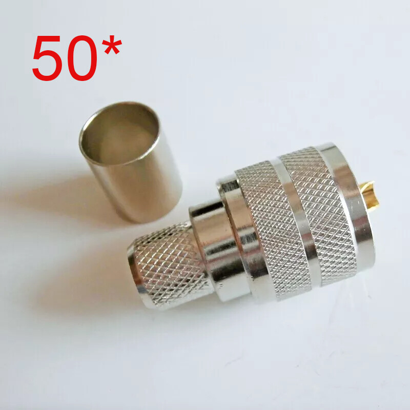 50* UHF PL-259 Male Crimp RF Coax Adapter For RG8/RG213/LMR400/Belden ...