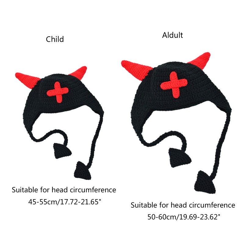 Adult Child s Ox Horn Hats Acrylic Fibres Hat Warmer Knitted Cosplay | eBay