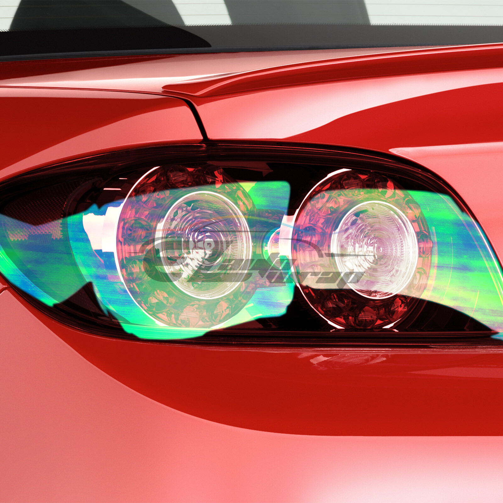 *Extra Wide* Chameleon Neo Chrome Red Headlight Taillight Sticker Tint ...