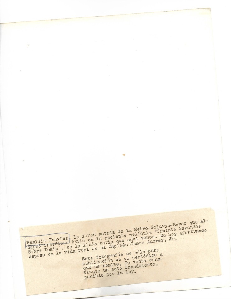 PHYLLIS THAXTER STYLISH POSE Thirty Seconds Over Tokyo 1944 ORIG PHOTO ...