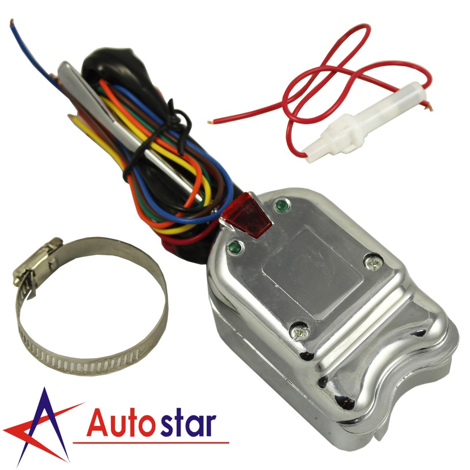 New Universal 12V Chrome Street Hot Rat Rod Turn Signal Switch For ...