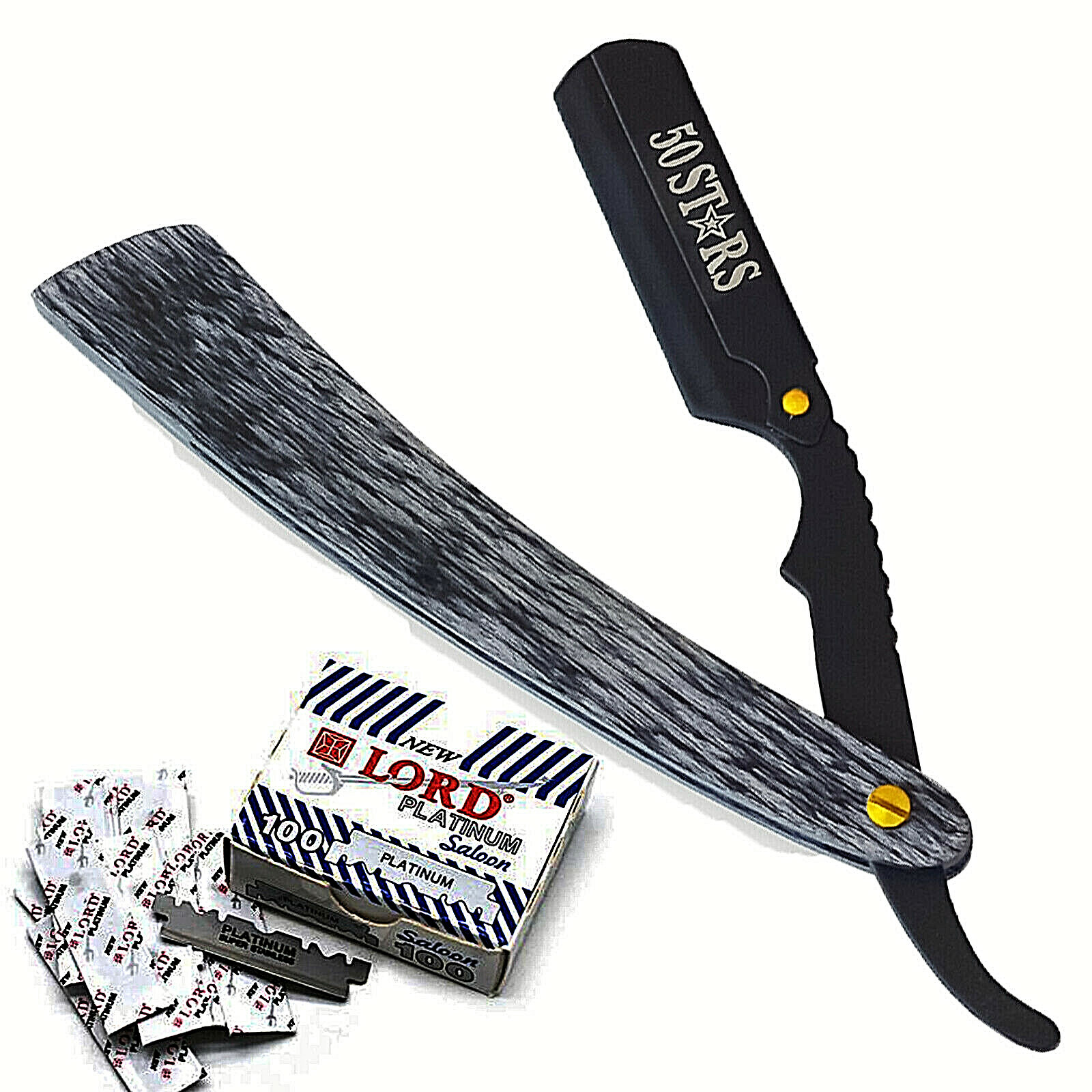 100 BLADES + CLASSIC WOODEN BARBER STRAIGHT RAZOR CUT THROAT SALON ...