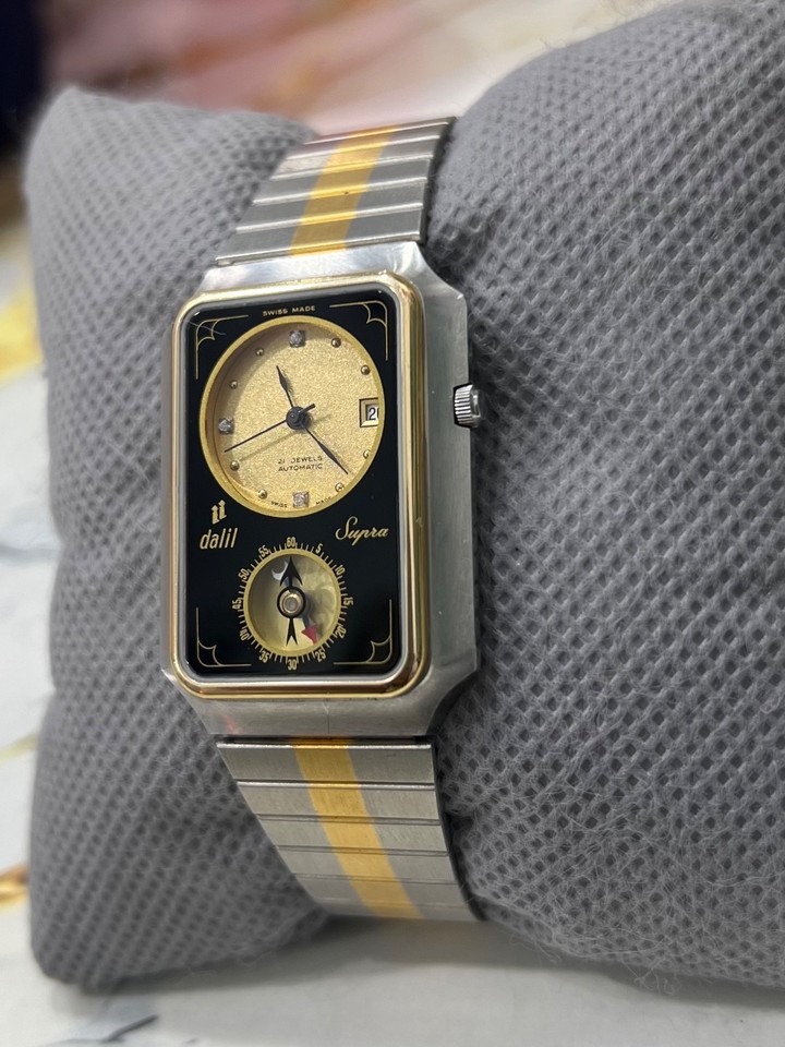 Rare vintage Dalil supra islamic Qibla Compass Automatic 21 jewels ...