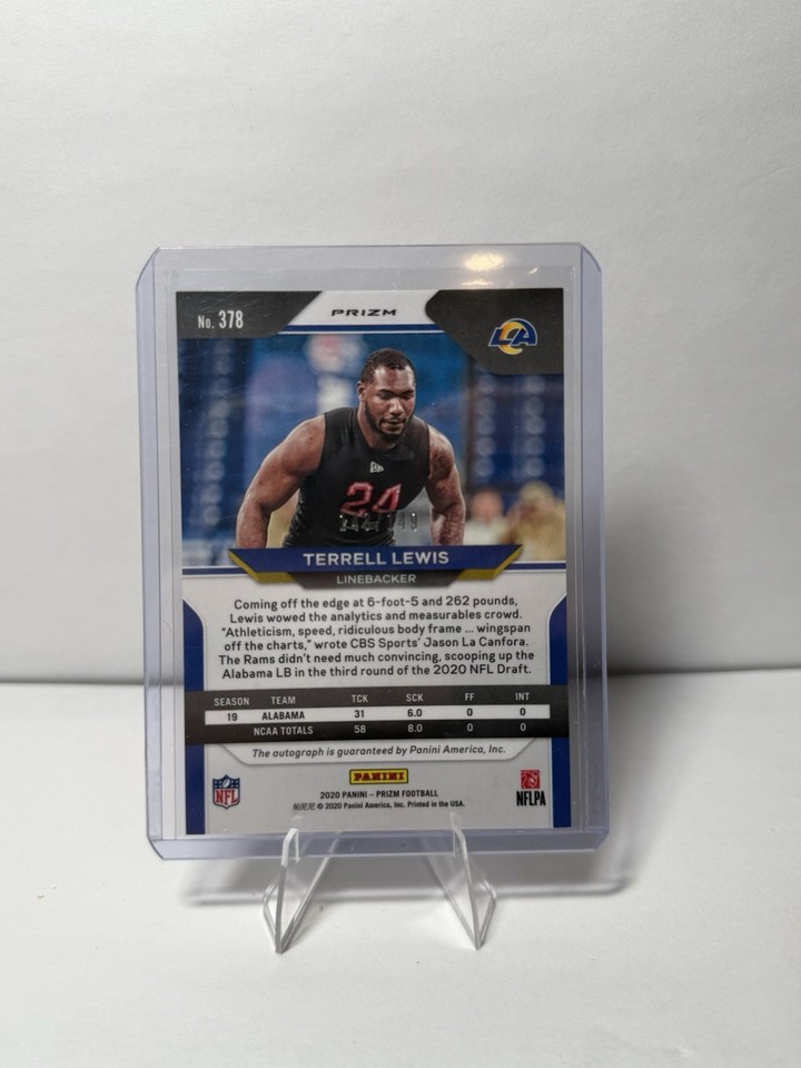 Terrell Lewis 2020 Prizm Red Wave Auto #378 /149 Alabama Rams RC Rookie ...