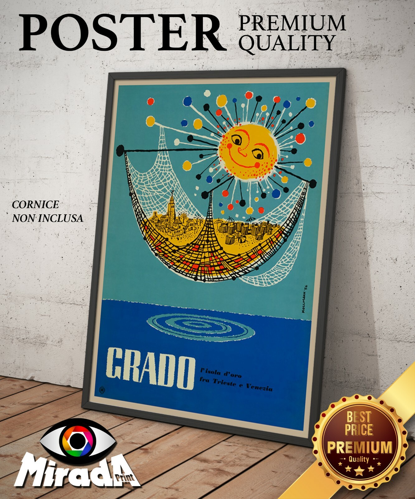 POSTER locandina vintage GRADO Friuli-Venezia Giulia terme mare estate ...