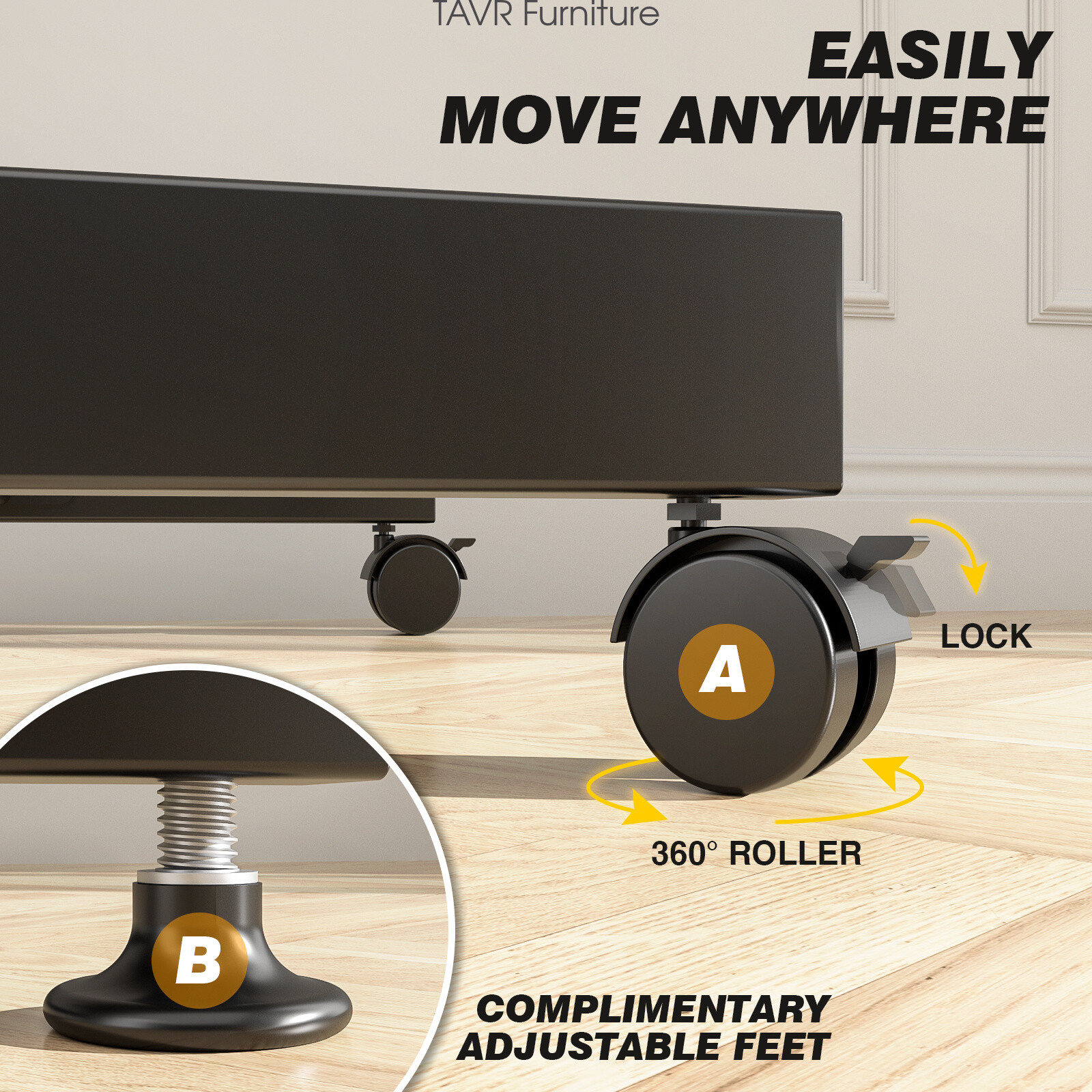 Universal Modern Rolling TV Stand for 13 to 50 inch TVs Tilt TV Chart ...