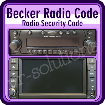Becker Radio Unlock Code Harman BE6620 BE6143 BE6621 BE6142 BE6549 BE6145 BE6526 | eBay