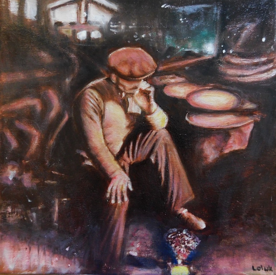 Original oil, painting, portrait of man, signed by Nalan Laluk ...