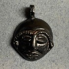 African Mask Pendant Charm As Is Black Enamel Exotic Retro BoHo Vintage ...