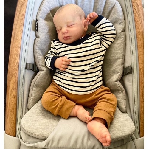 19" Newborn Baby Reborn Doll Loulou Asleep Cloth Body Lifelike 3D Skin ...