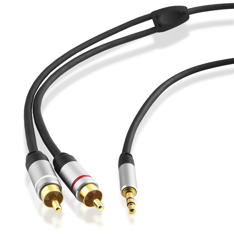 5m High Quality Y Audio Chinch Kabel 2 Cinch Stecker 3,5mm 1 Klinke ...