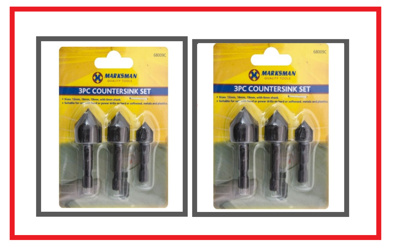 3PCS Countersink Drill Bit Set For Steel And Hard Metals 12mm 16mm 19mm ...