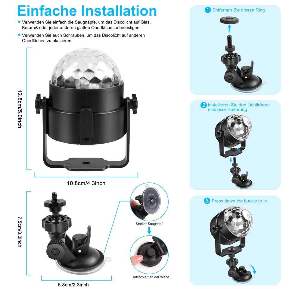 Halloween USB Party Magic Disco Ball Light RGB Rotating DJ Stage Lights ...