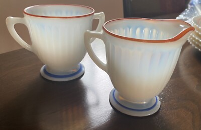 Rare cremax primary color bands sugar bowl and creamer | eBay