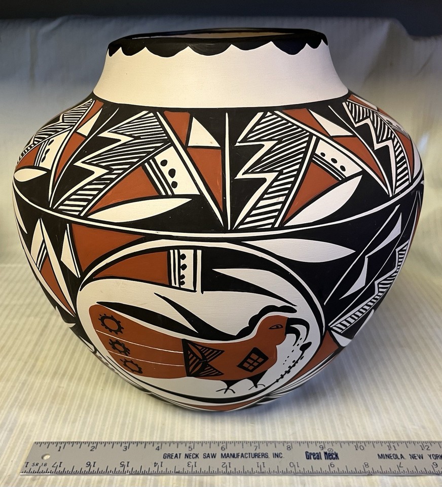 Native American Acoma Pueblo Pottery Hand-Painted Large Storage Jar by ...