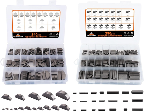530Pc Woodruff Key Assortment Kit | 37 Sizes Half Moon & Feather Keys ...