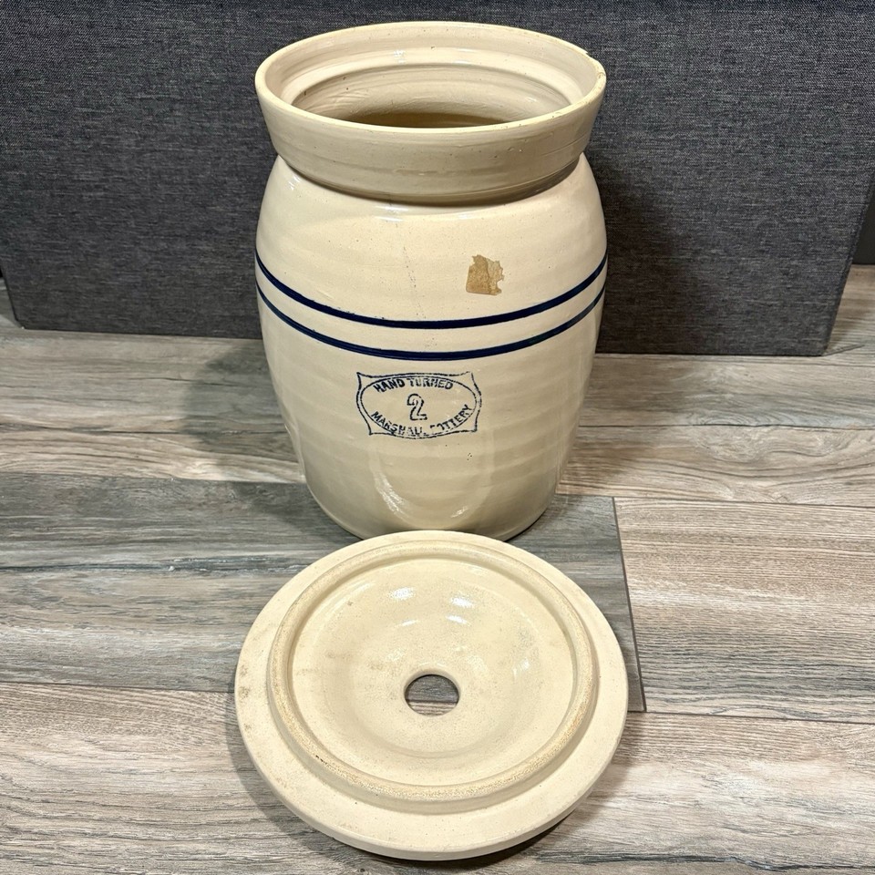 Vintage Marshall Pottery Texas Stoneware Number 2 Crock Butter Churn ...