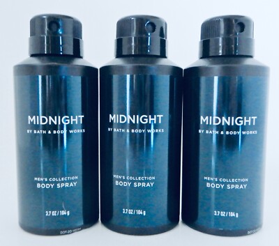 3 BATH & BODY WORKS MIDNIGHT MEN'S COLLECTION BODY SPRAY AMBER MUSK ...