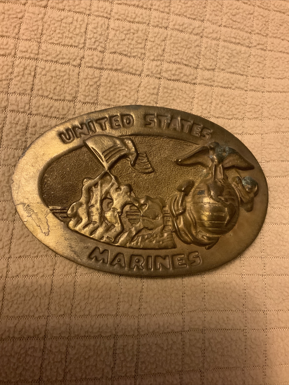 Vintage Rare USMC Iwo Jima Heavy Belt Buckle 3.75” X … - Gem