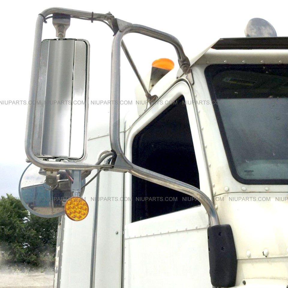 Door Mirror Stainless w/ Mount Bracket Black & LED light - RH Fit ...