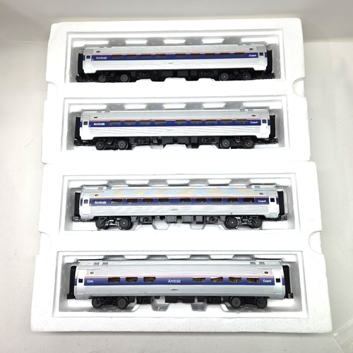 MTH Amtrak Amfleet 4-Car Coach Cafe Passenger Set O Gauge Model Train 1 ...