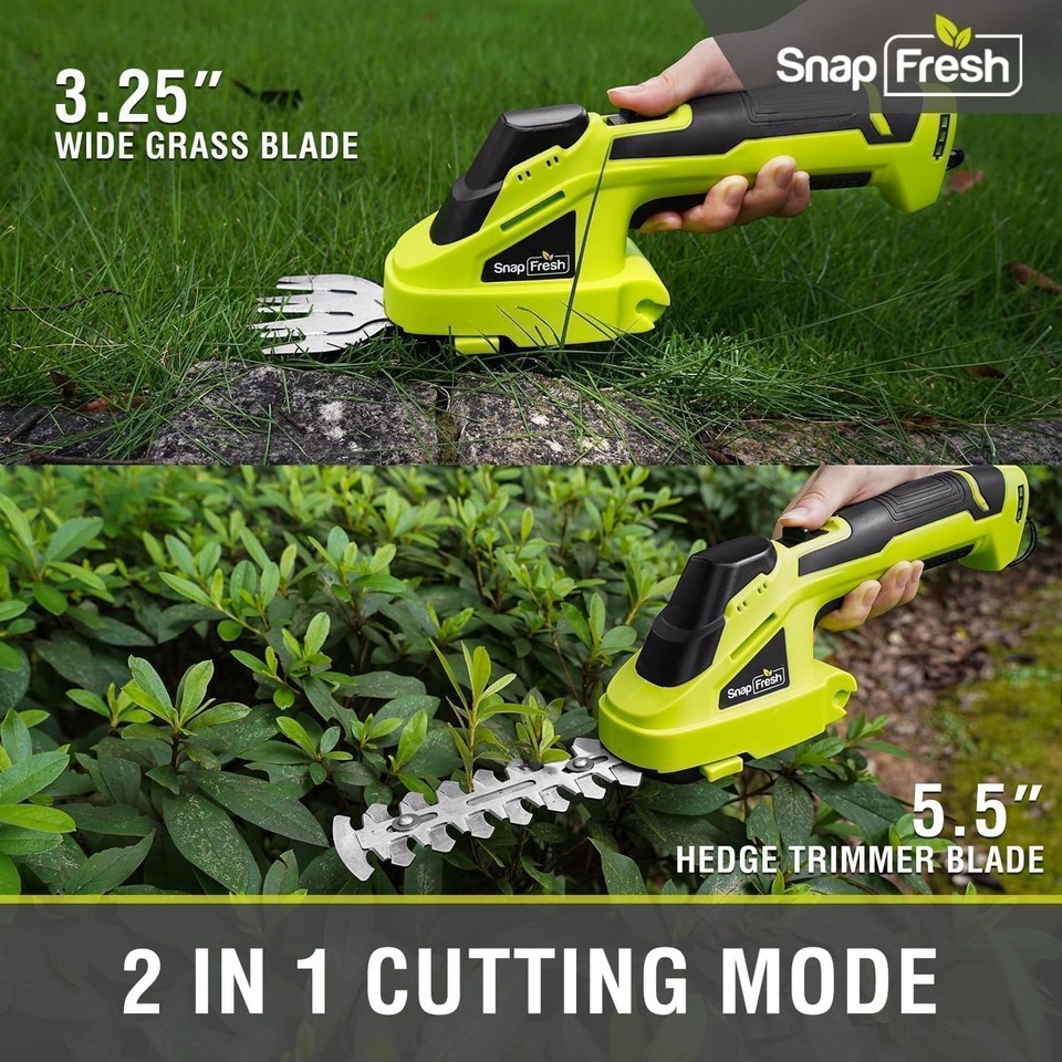 Cordless Grass Shear Bush Trimmer, 2 in 1 Handheld Hedge Trimmer, 7.2V ...