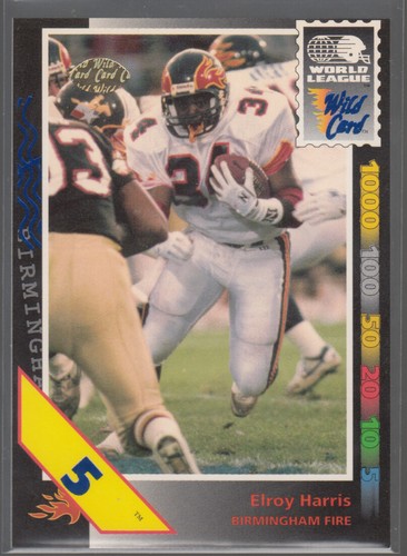 ELROY HARRIS 1992 Wild Card WLAF #101 Parallel 5 Stripe Birmingham Fire ...