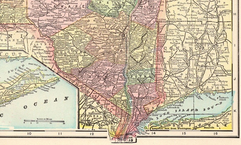 1900 Antique New York State Map George Cram Atlas Map of New York 913 ...