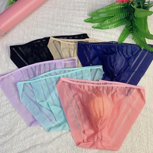 Mens Bikini Briefs Panties Thong Mesh Sheer Pouch G-string Underwear ...